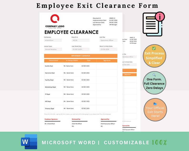 Employee Exit Clearance Form - Employee Clearance Form - Human ...