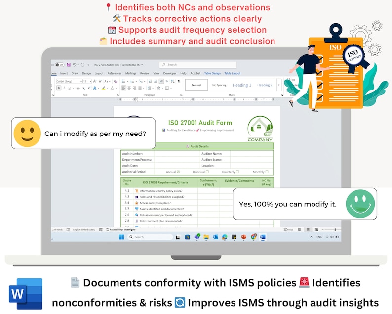 ISO 27001 Audit Form - ISO Audit - ISO 27001 Templates - Iso 27001 ...
