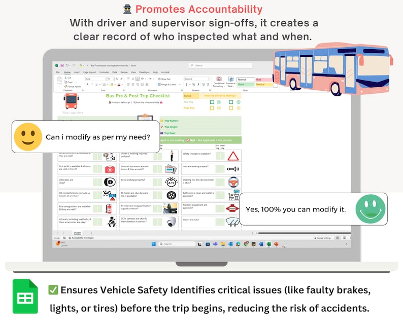 Bus Pre Trip Inspection Checklist - Bus Inspection Checklist - Bus ...