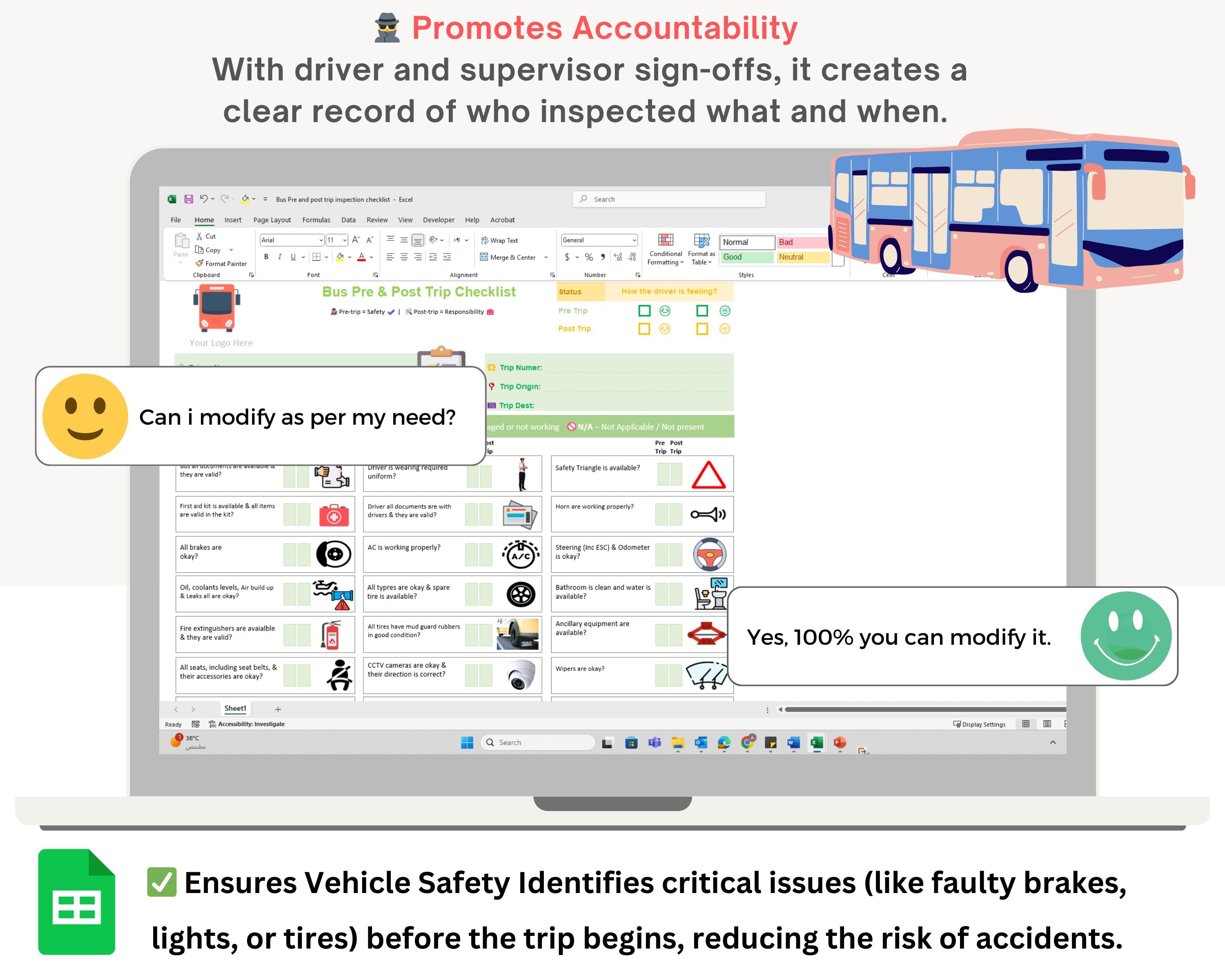 Bus Pre Trip Inspection Checklist - Bus Inspection Checklist - Bus ...