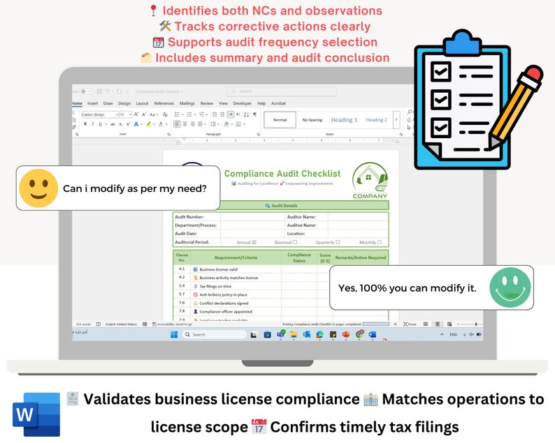 Compliance Audit Checklist - Compliance Audit Template - HR Compliance ...