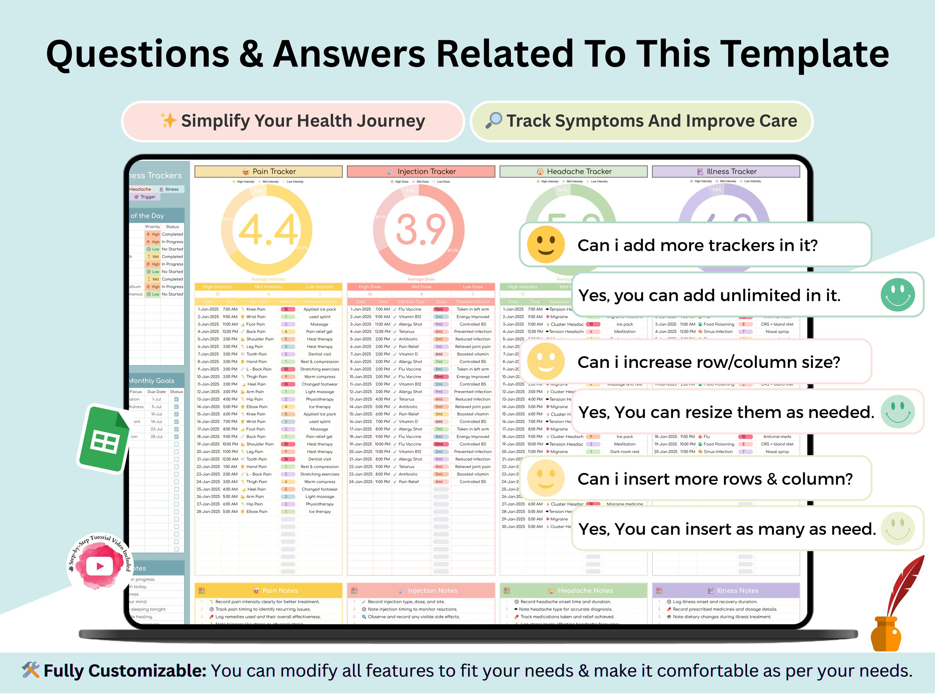 Pain Tracker - Injection Tracker - Headache Tracker - Illness Tracker ...