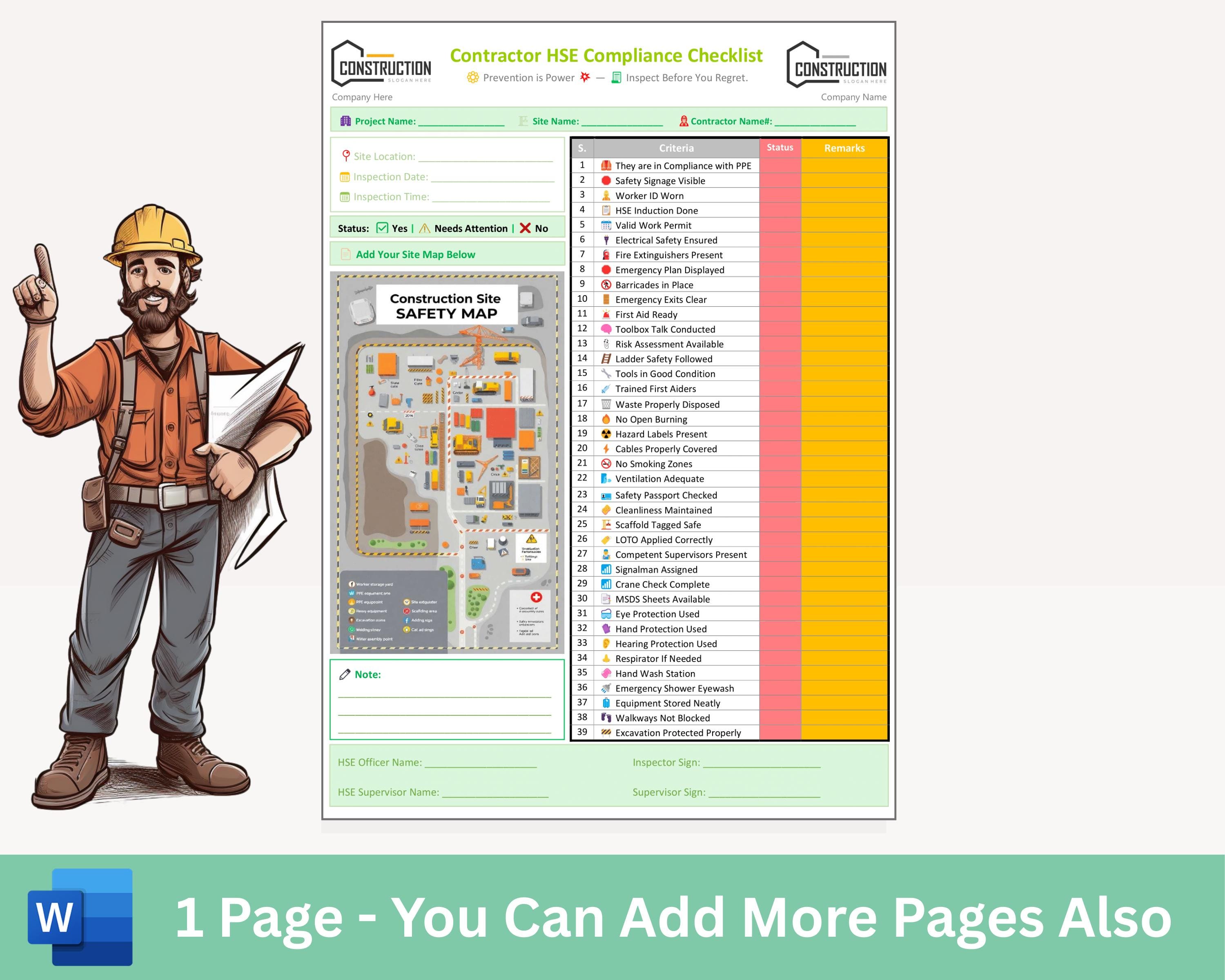 Contractor HSE Compliance Checklist - Safety Compliance - Health and ...