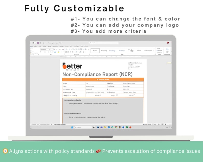 NCR - Non Compliance Report - NCR Report - Non Compliance Report Form ...