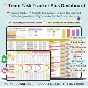 Team Task Tracker - Team Task Tracker Google Sheets - Task Tracker Google Sheets Template - Team ...