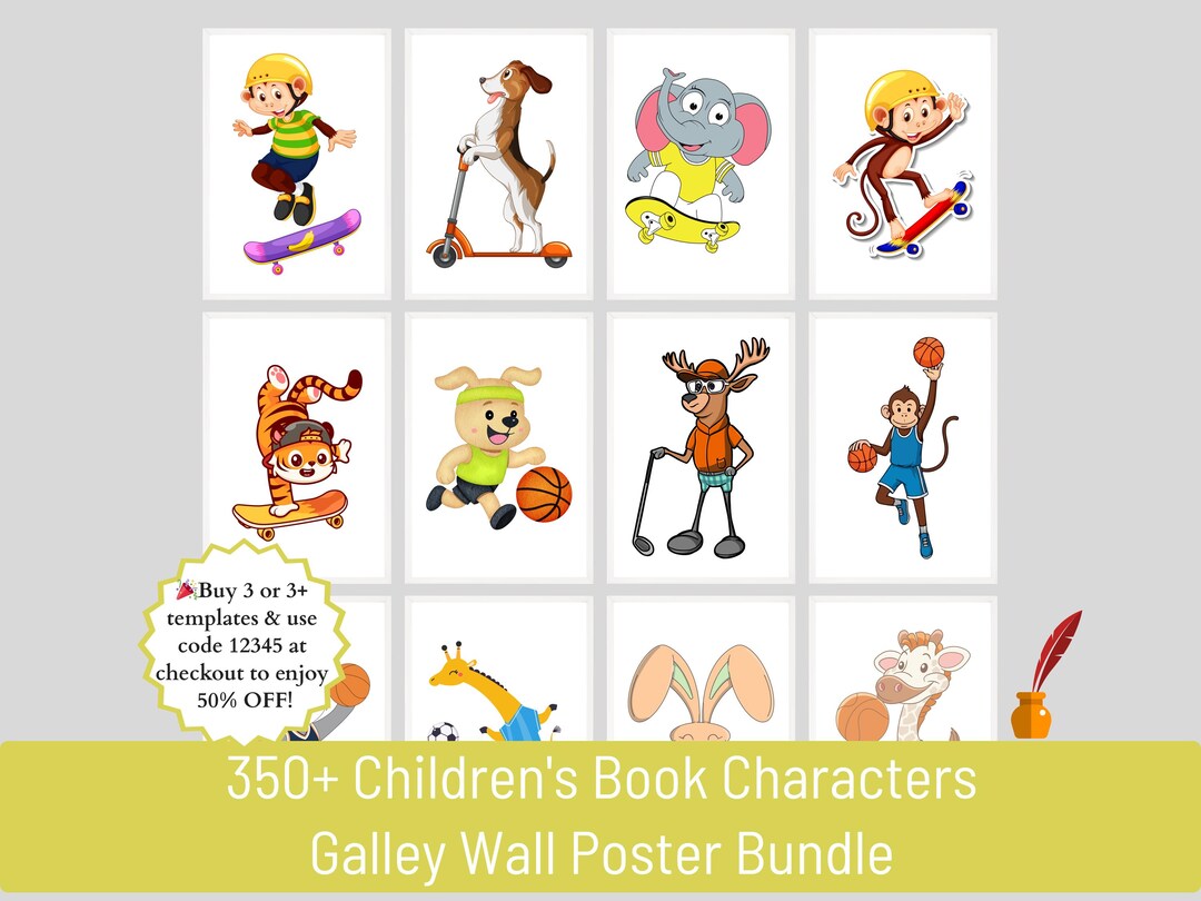 Children's Book Character Prints: Classroom Library Decor Montessori ...