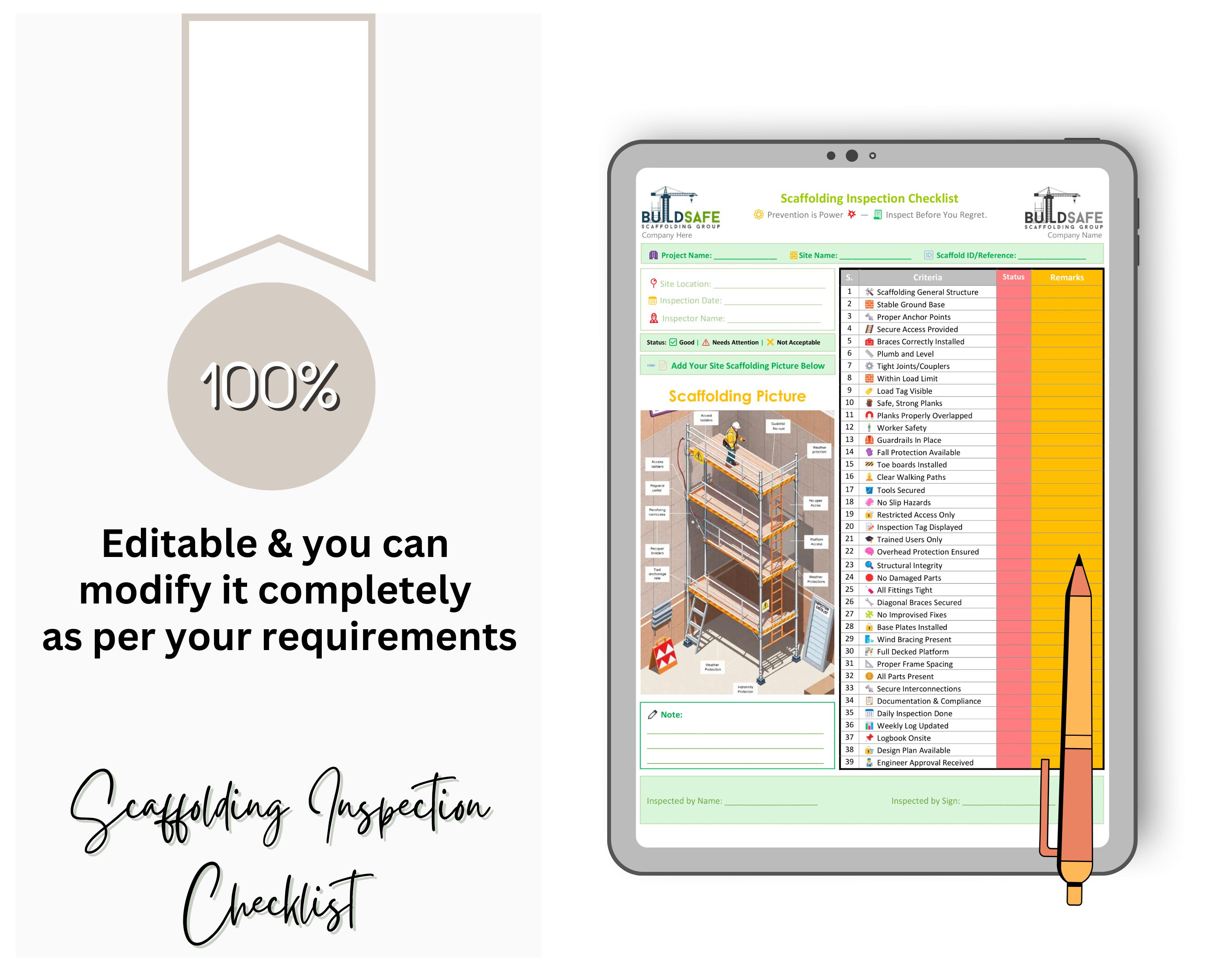 Scaffolding Inspection Checklist - Scaffolding Inspection - Scaffolding ...