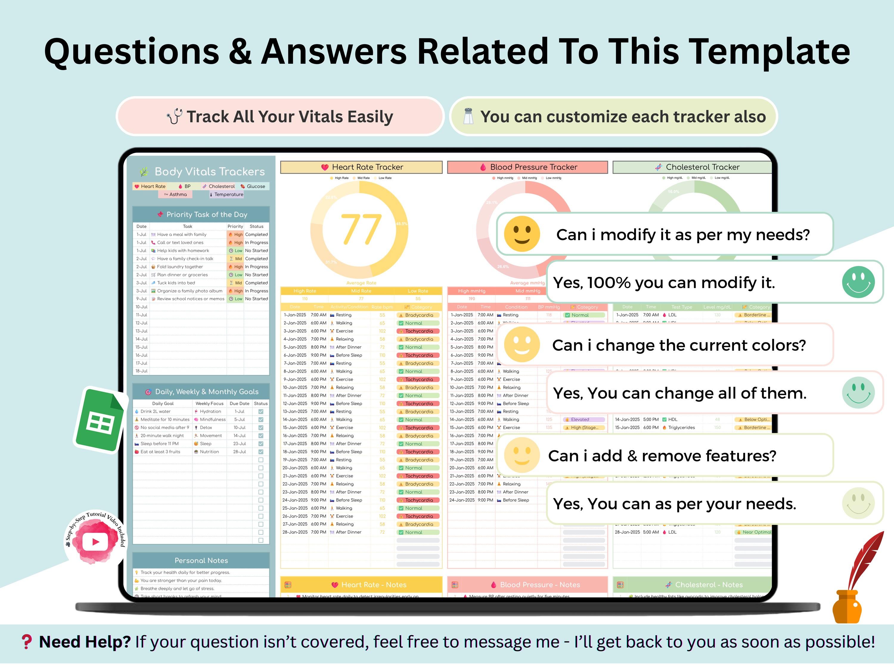 Heart Rate Tracker - Blood Pressure Tracker - Cholesterol Tracker ...