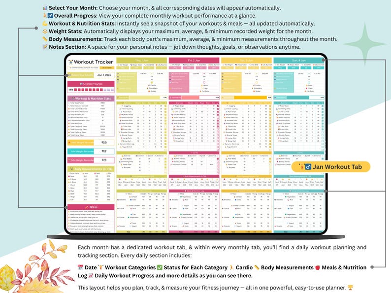 Workout Tracker - Workout Tracker Google Sheet - Workout Template ...