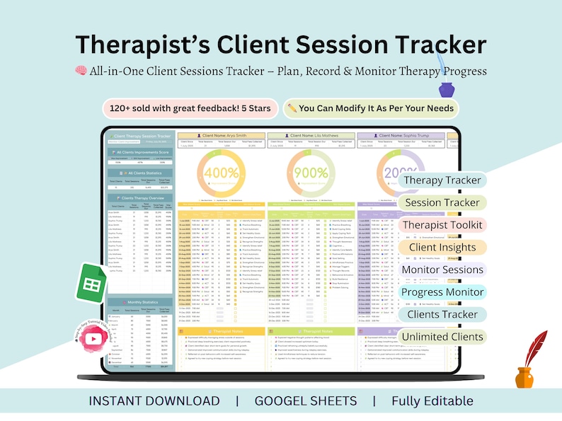 Therapist Session Tracker - Therapy Client Tracker - Therapist Tracker ...