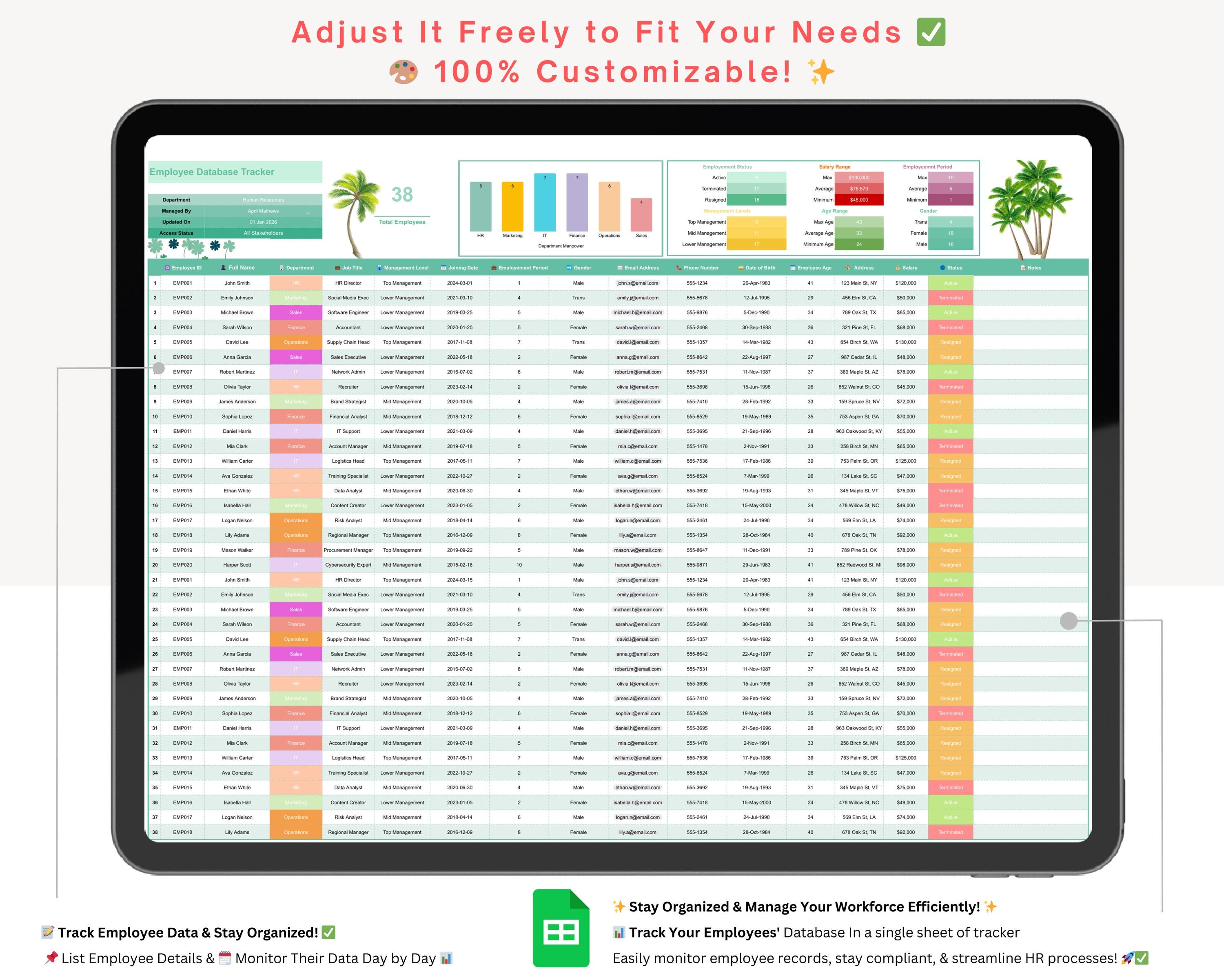 Employee Database Tracker | Employee Information | Staff Database ...