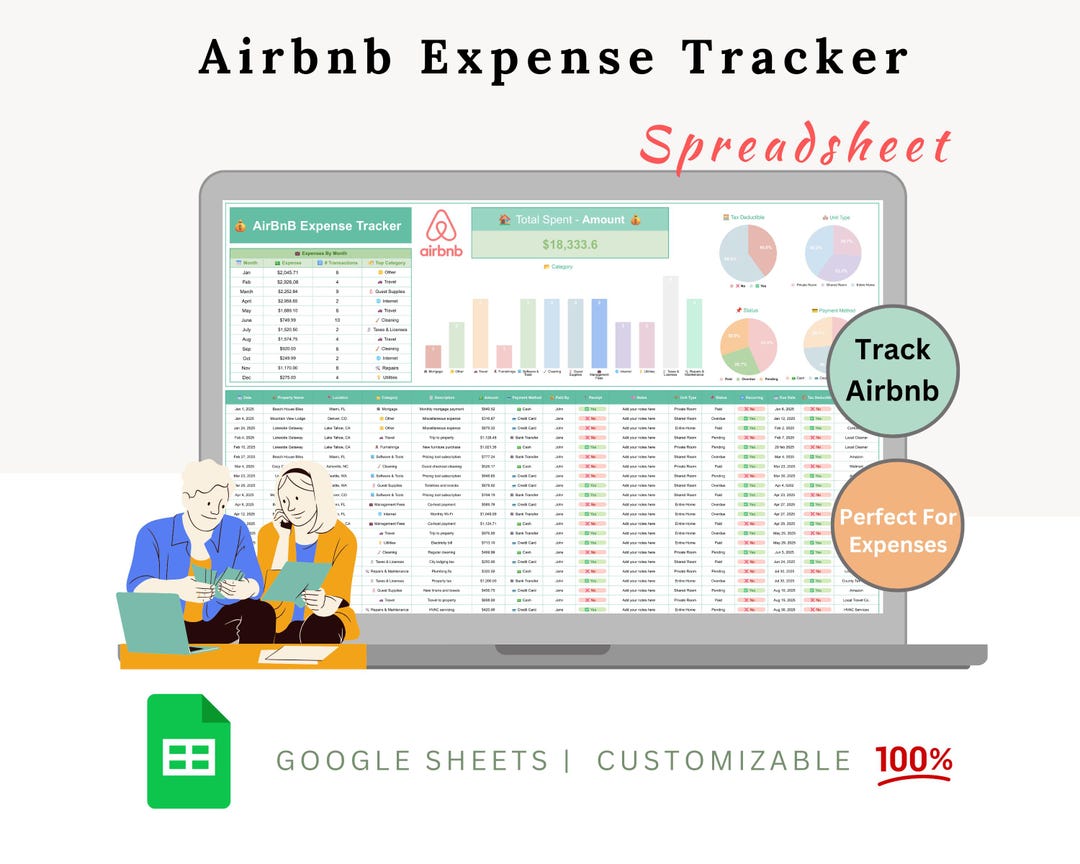 Airbnb Expense Tracker - Air Bnb Expense - Airbnb Spreadsheet - Airbnb Rental Tracker - Airbnb ...