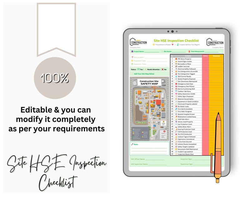 Site HSE Inspection Checklist - Site Inspection - Construction Safety ...
