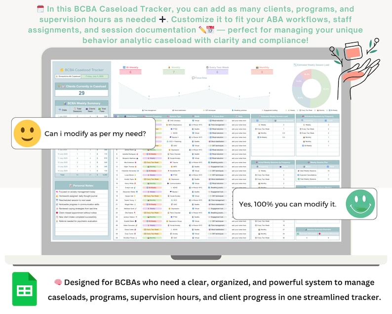 BCBA Caseload Tracker - Caseload Tracker - Bcba Caseload - Caseload ...