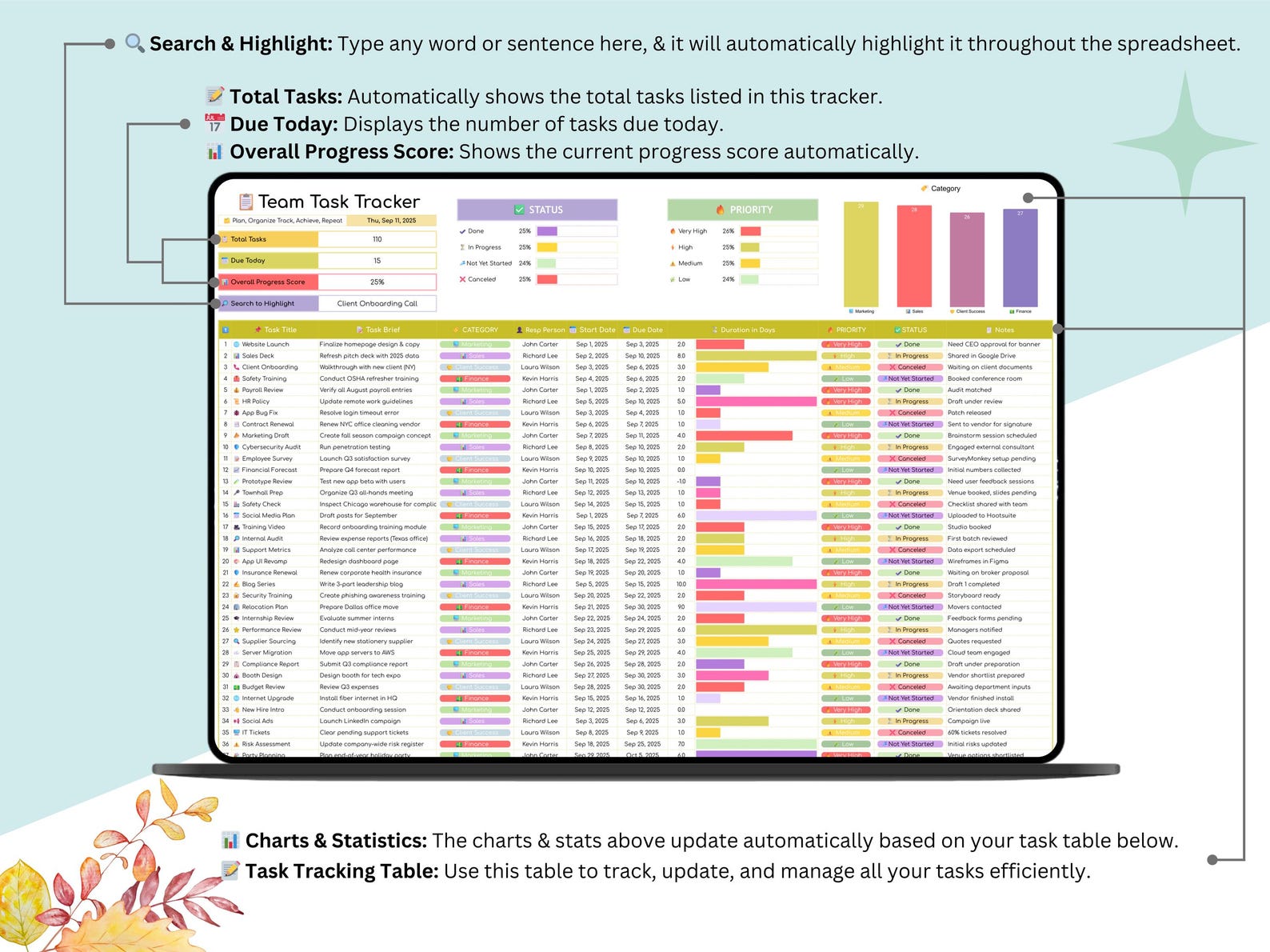 Team Task Tracker - Team Task Tracker Google Sheets - Task Tracker ...