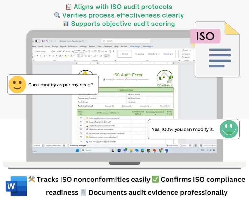 ISO Audit Form - ISO 14001 Audit - ISO 9001 Audit - Iso 27001 Audit ...