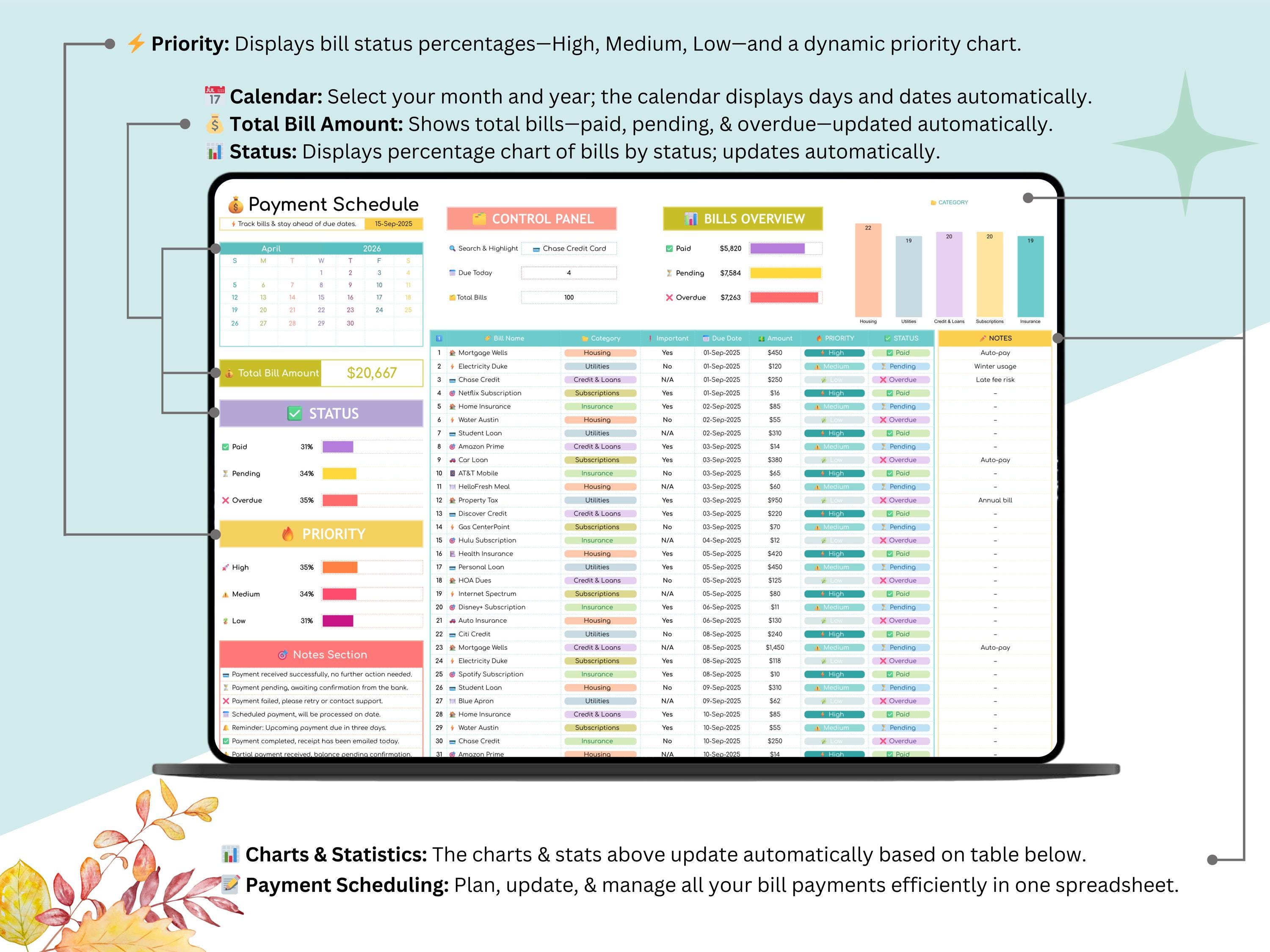 Bill Tracker - Bill Calendar - Bills Calendar - Smart Bill Calendar ...