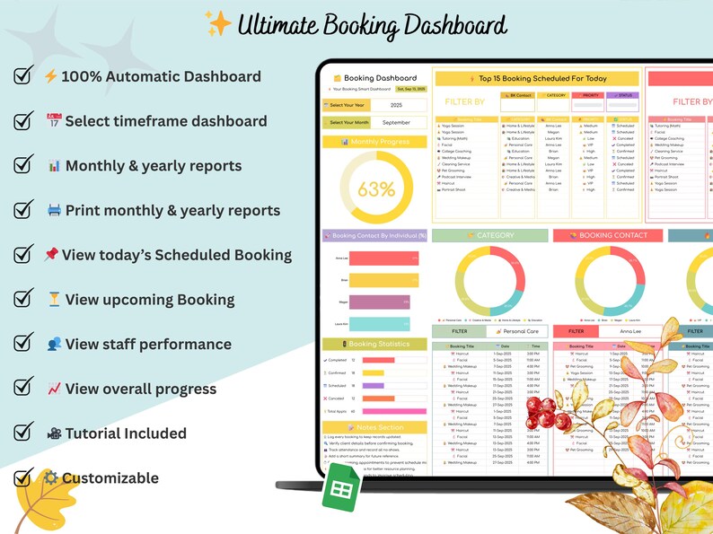 Booking Tracker - Booking Calendar - Appointment Tracker- Scheduling ...