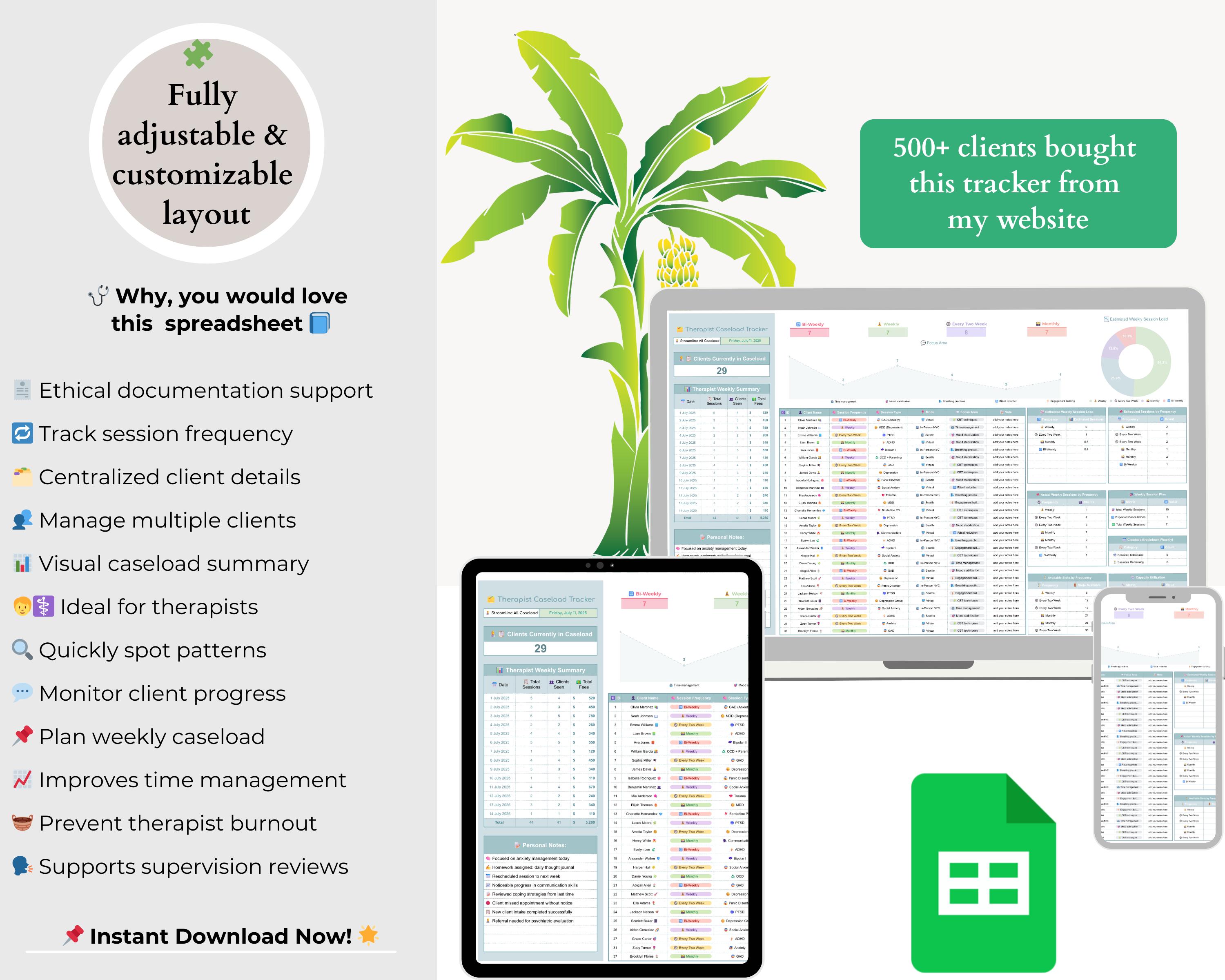 Therapist Caseload Tracker - Caseload Tracker - Caseload Planner ...