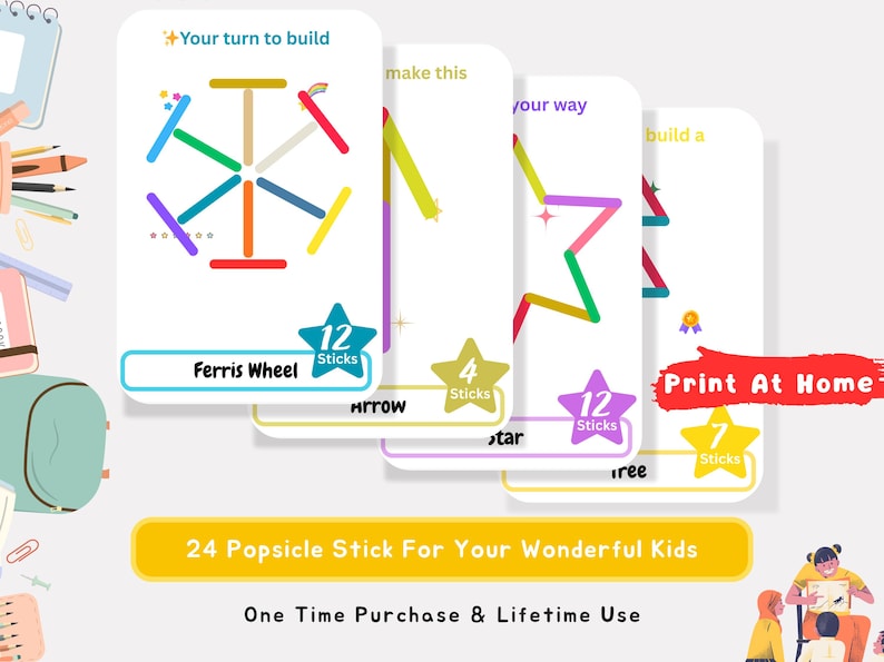 Popsicle Sticks Preschool Printable Shapes Activity Game for Toddlers ...