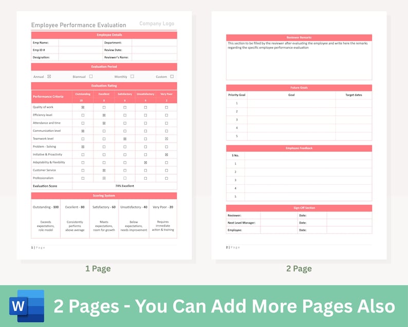 Employee Performance Evaluation Form - Performance Review - Performance ...