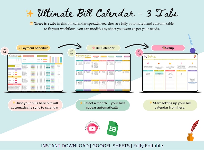 Bill Calendar Google Sheets Bill Calendar Printable Monthly Bill ...