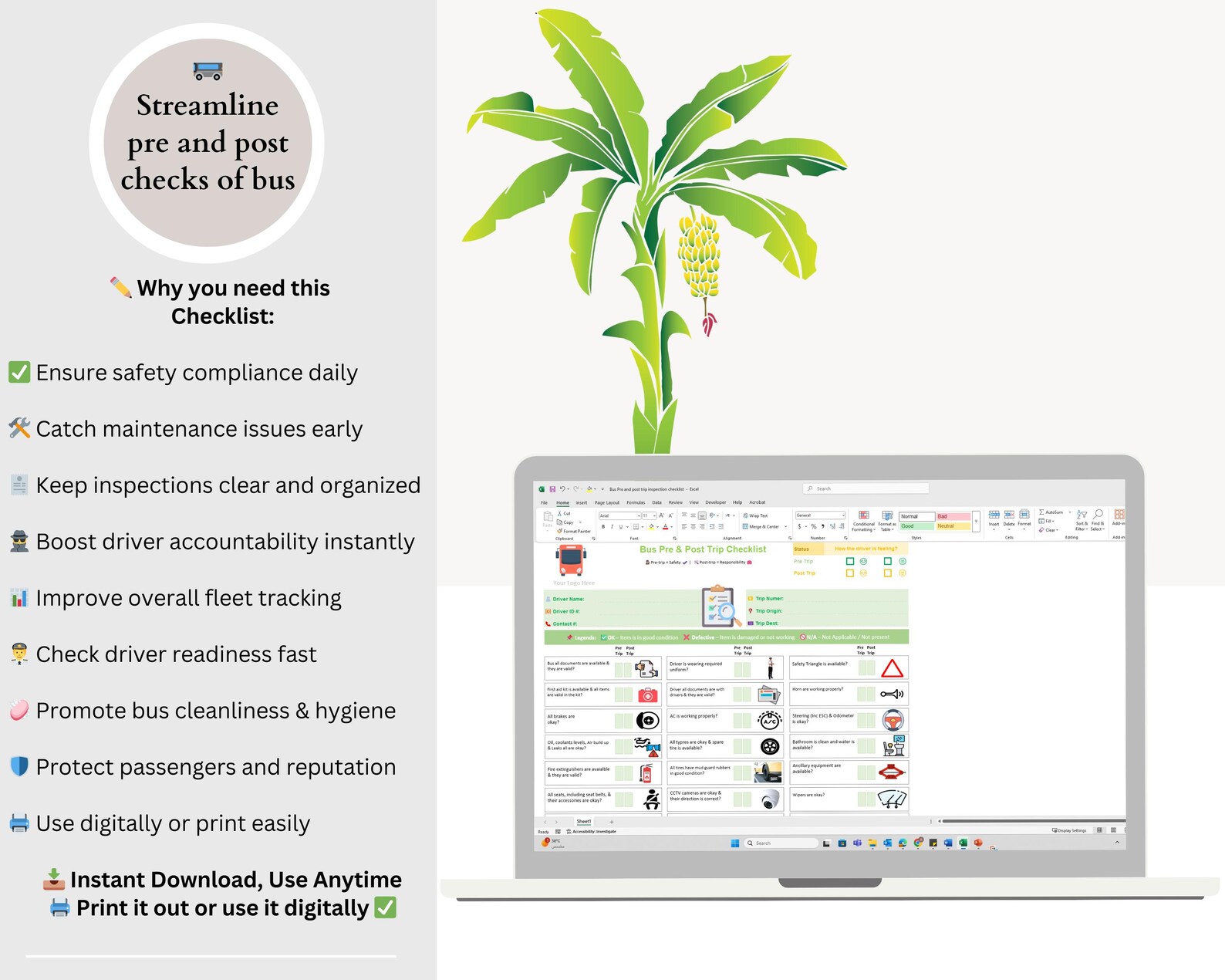 Bus Pre Trip Inspection Checklist - Bus Inspection Checklist - Bus ...