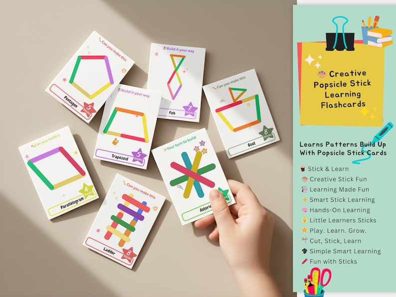 Popsicle Sticks Preschool Printable Shapes Activity Game for Toddlers ...