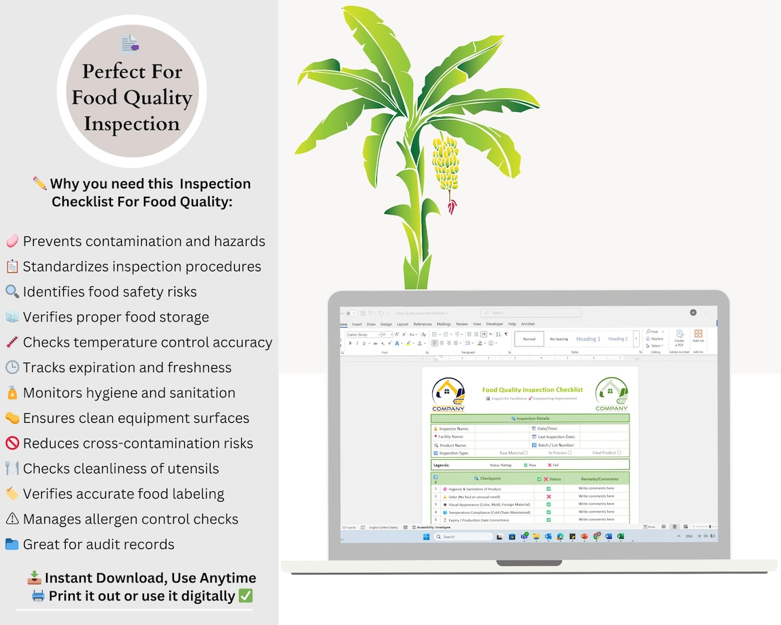 Food Quality Checklist - Food Quality Control - Food Quality Inspection ...