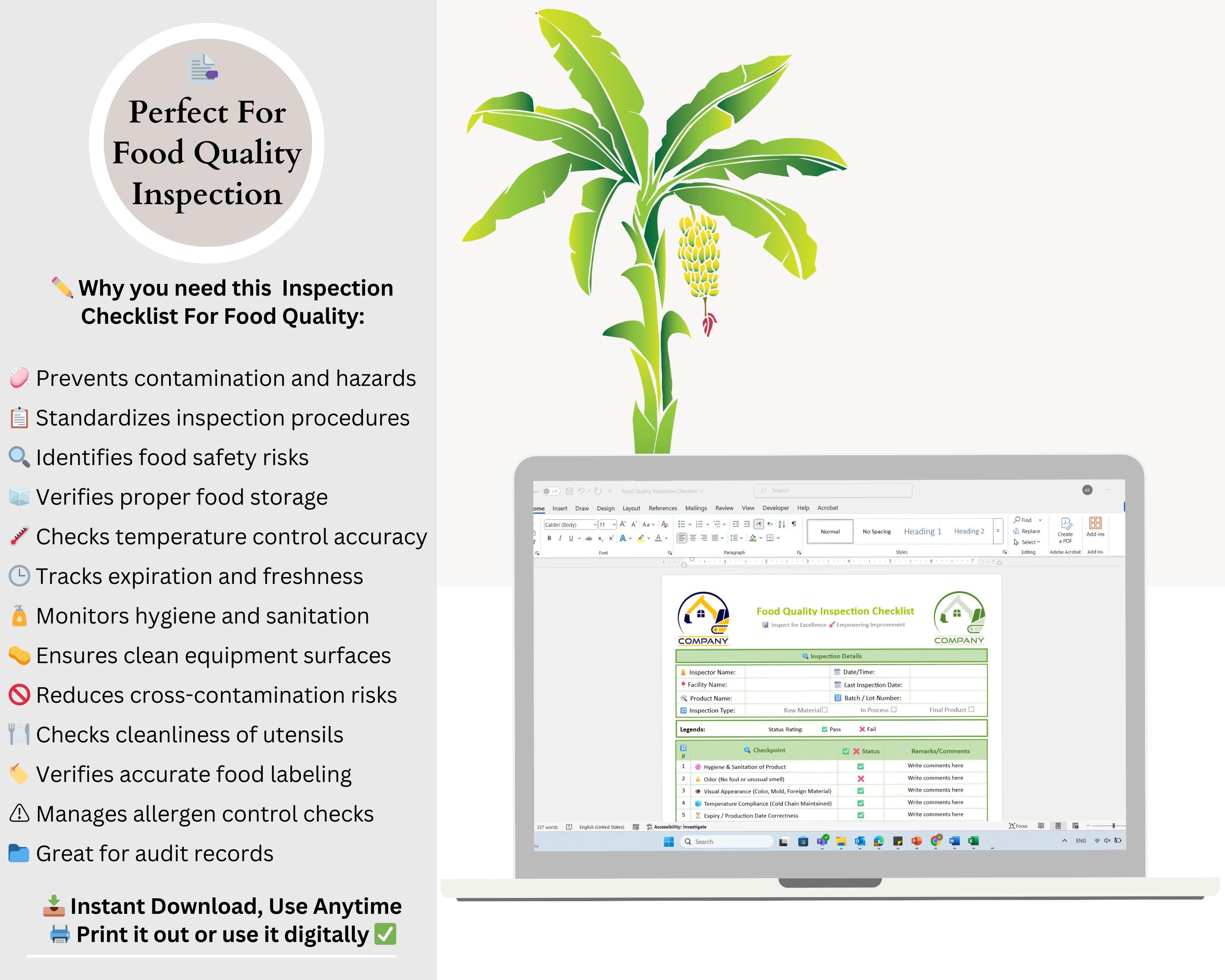 Food Quality Checklist - Food Quality Control - Food Quality Inspection ...