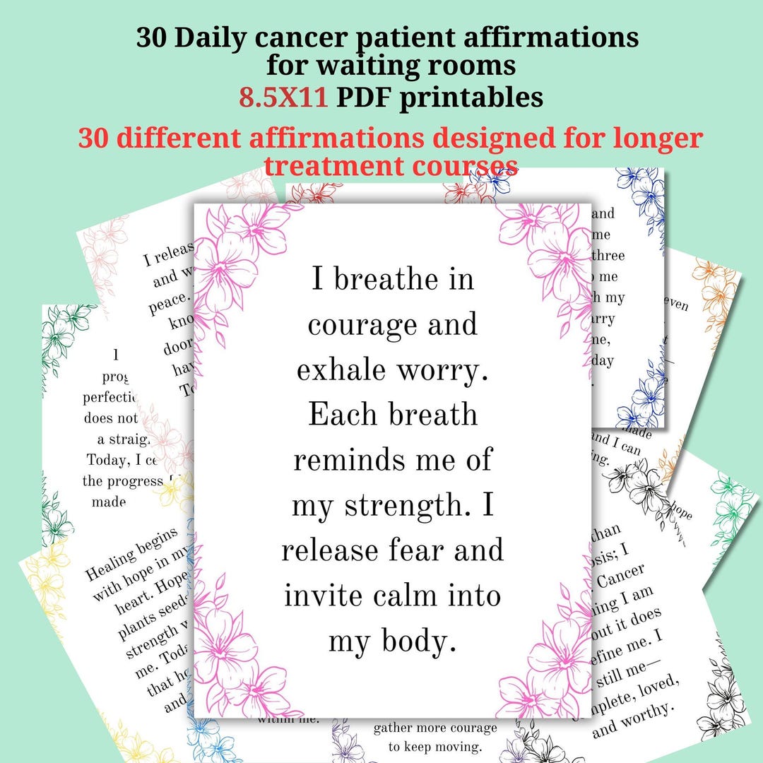 Oncology Clinic Waiting Room Printable Patient Affirmations, 30 Daily ...
