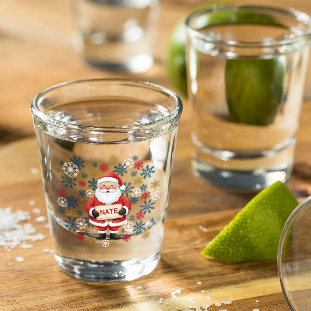 Personalized Xmas Shot Glass, Christmas Favors, 1.5 Oz, Holiday Party ...