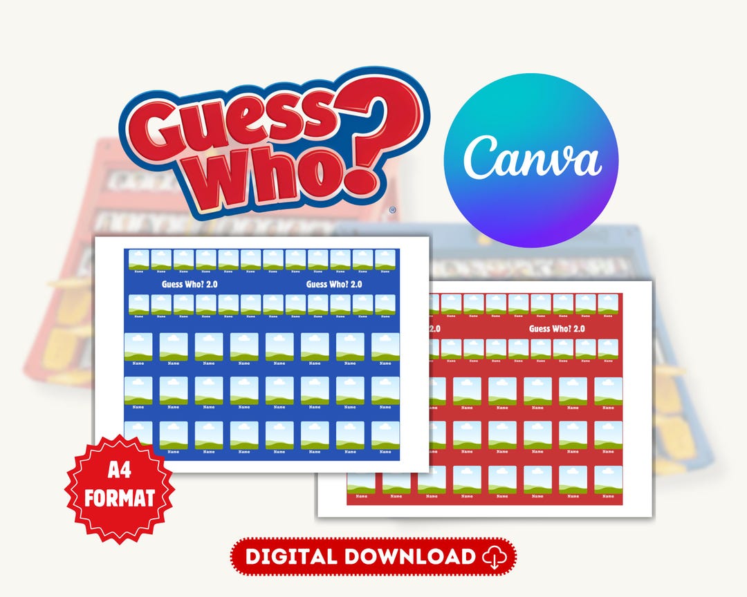 Guess Who Template | Custom Guess Who 2.0 | Canva Template | Guess Who ...