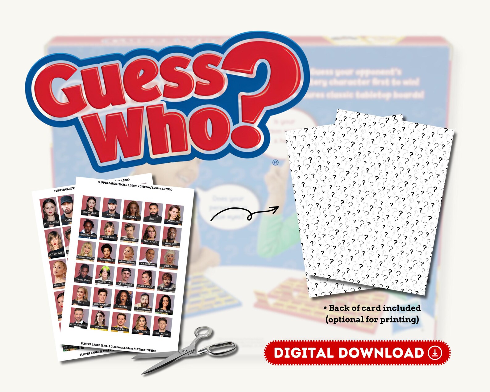 Guess Who Hollywood Pop Music Icons Edition | Famous Music Artists | 30 ...