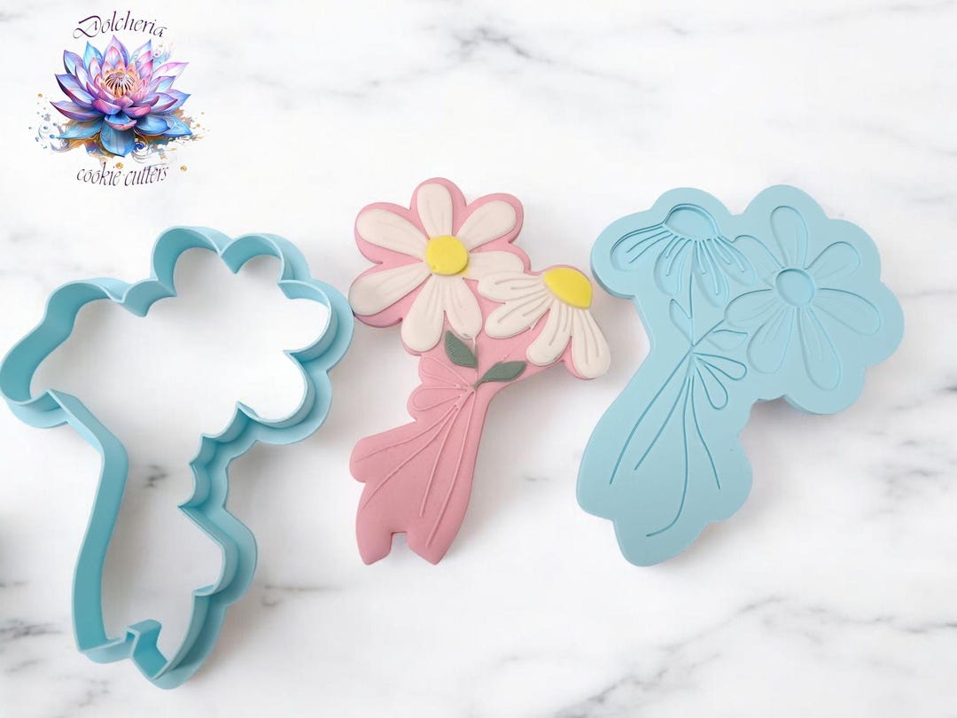 Daisy Flower Bouquet Cookie Cutter and Debosser Set | Romantic Floral ...