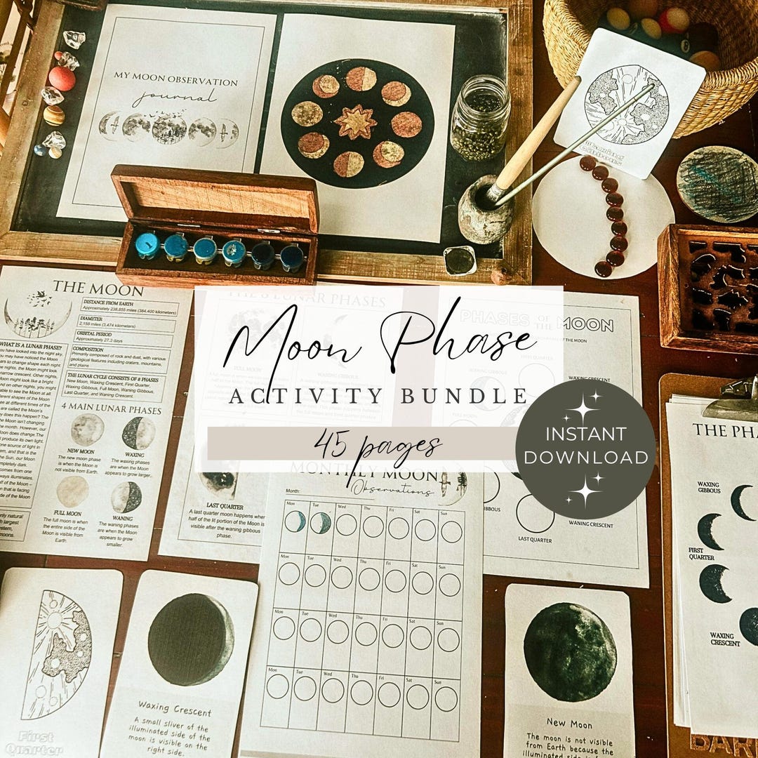 Moon Study Journaling Pack | Phases of the Moon Activities for Kids ...