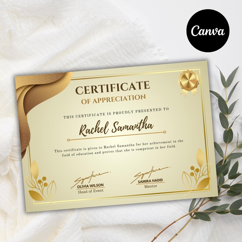 Editable Certificate of Appreciation Template Canva | Printable Award ...