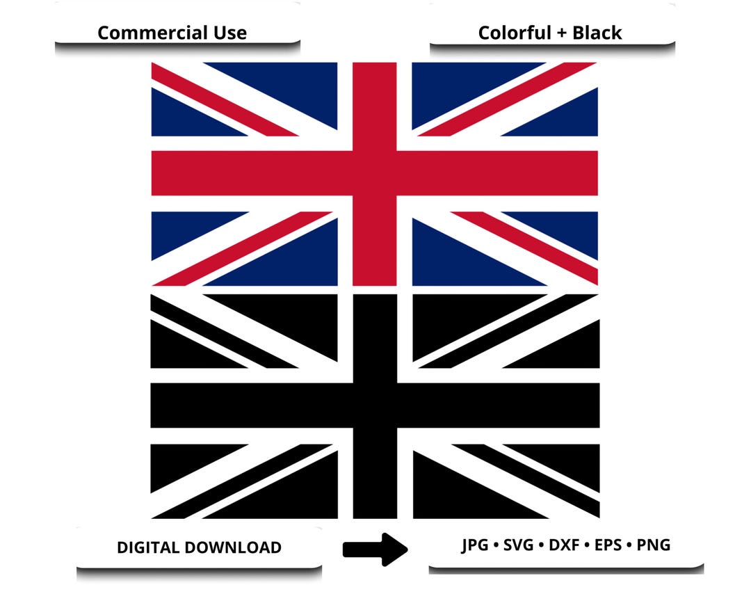 UK Flag Svg, British Flag Digital Download, Colorful and Black Design ...