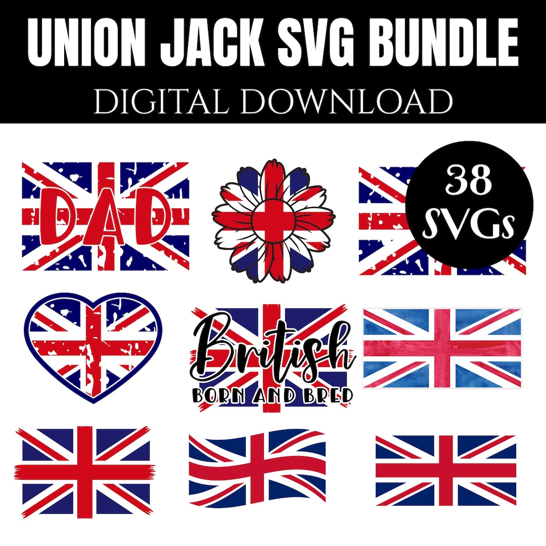 Union Jack SVG Bundle UK Flag Clipart Cricut Files British Flag Svg ...