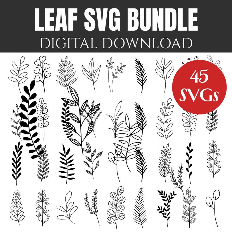 Leaf SVG Bundle | Botanical Leaf SVG Cut Files for Cricut Silhouette ...