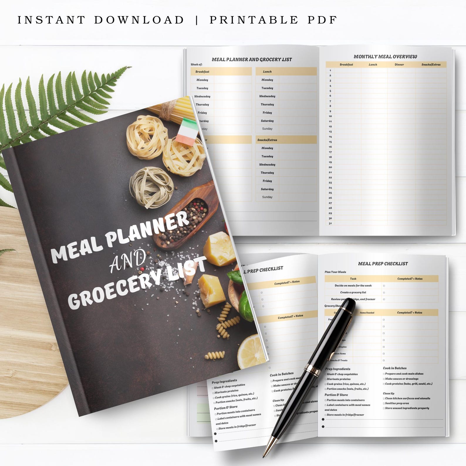 Meal Planner and Grocery List Printable | Weekly Meal Planning PDF ...