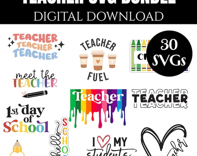 Teacher SVG Bundle: Funny Quote Designs, School Cut Files (digital ...