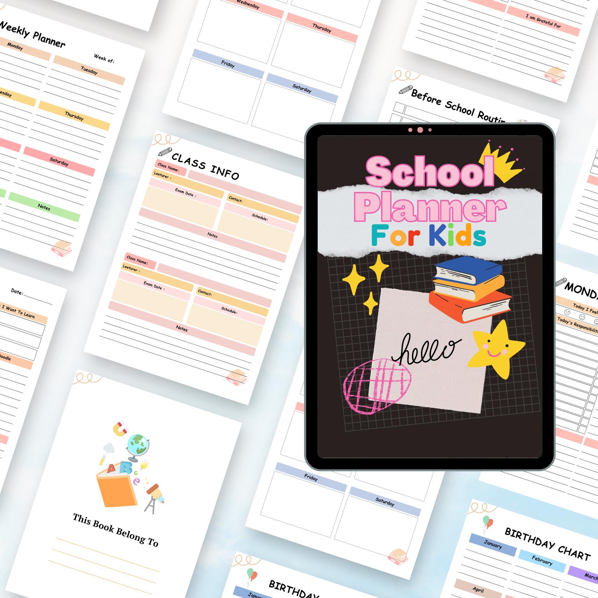 School Planner for Kids Printable | Homework Organizer | Student ...