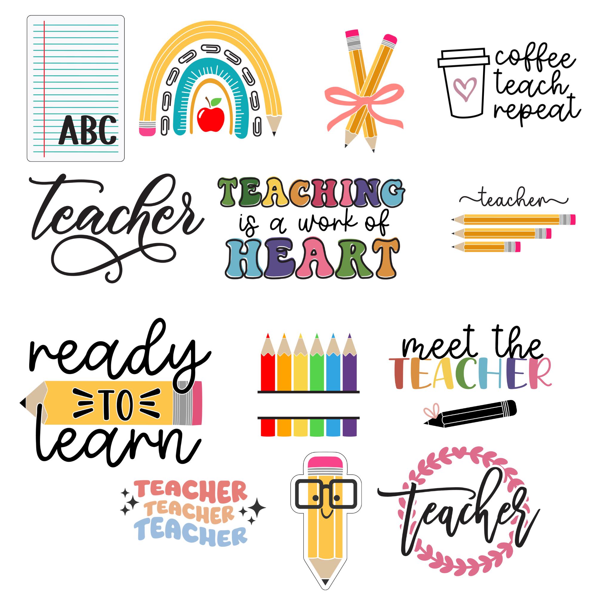Teacher SVG Bundle: Funny Quote Designs, School Cut Files (digital ...