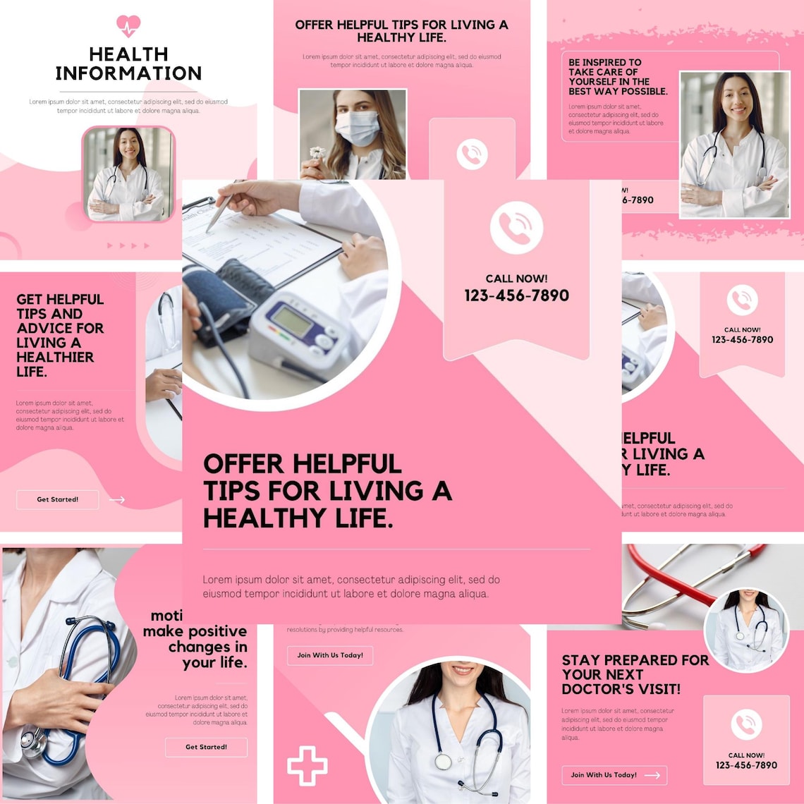 Pink Healthcare Instagram Template: Editable Canva Medical Posts ...