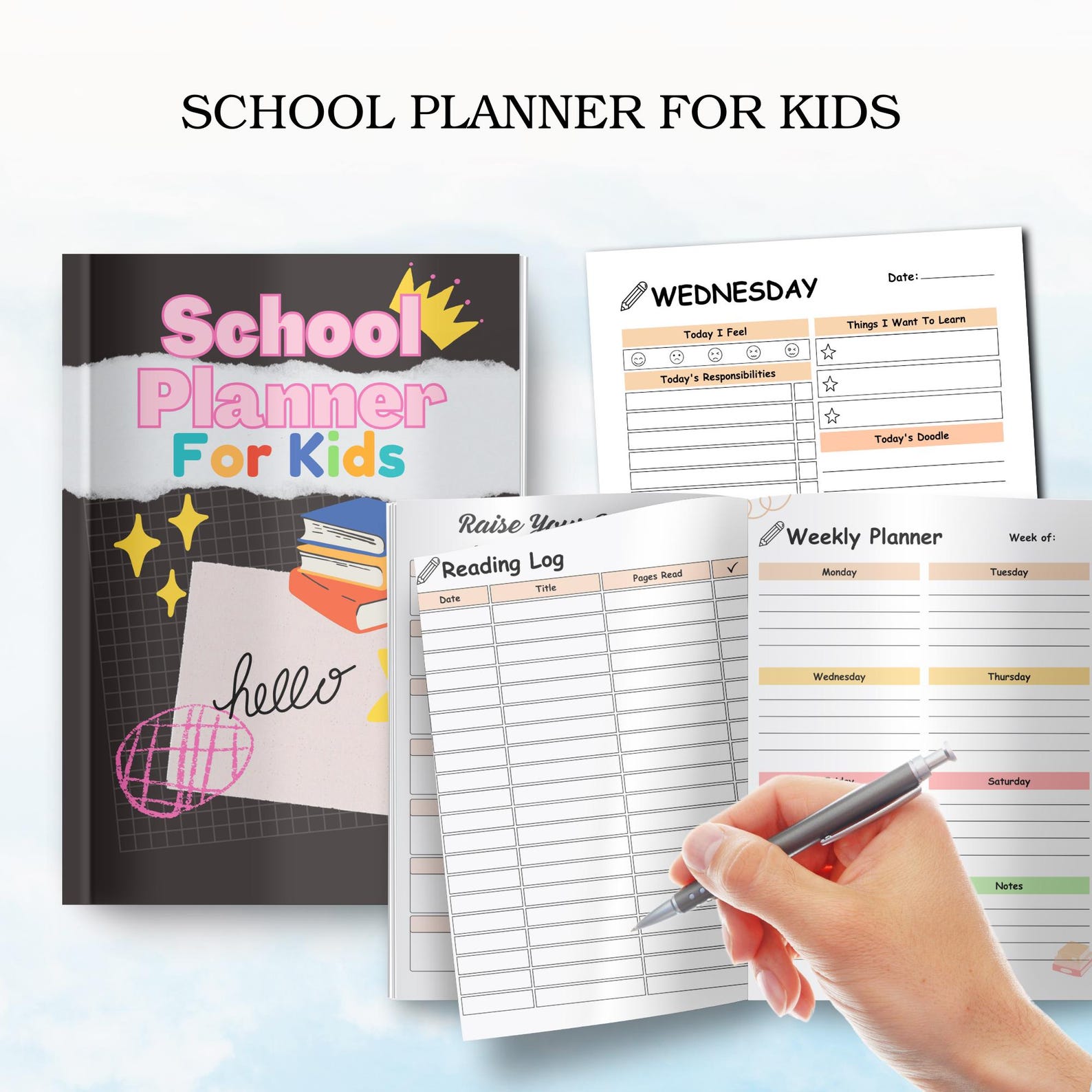 School Planner for Kids Printable | Homework Organizer | Student ...