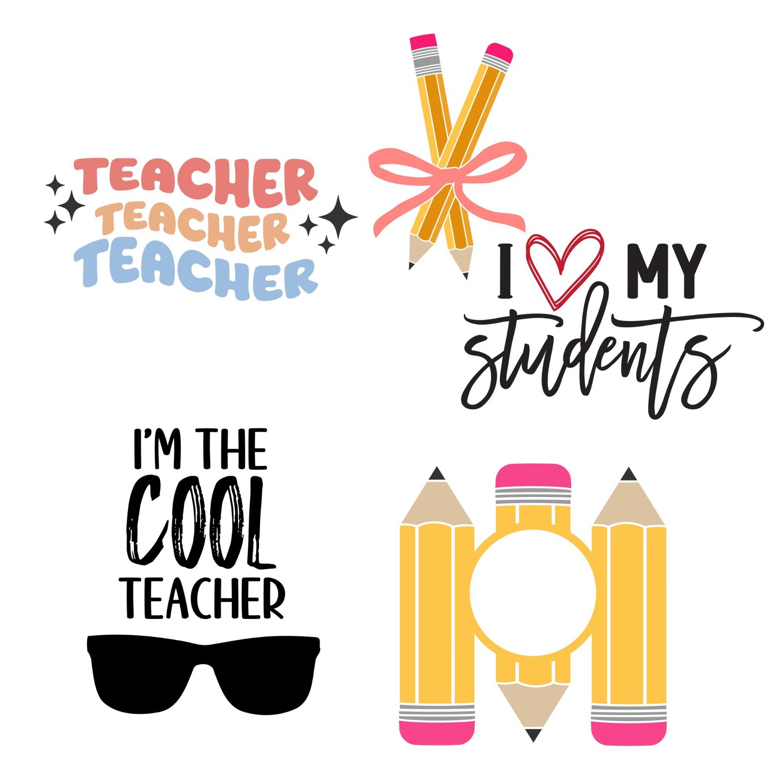 Teacher SVG Bundle: Funny Quote Designs, School Cut Files (digital ...