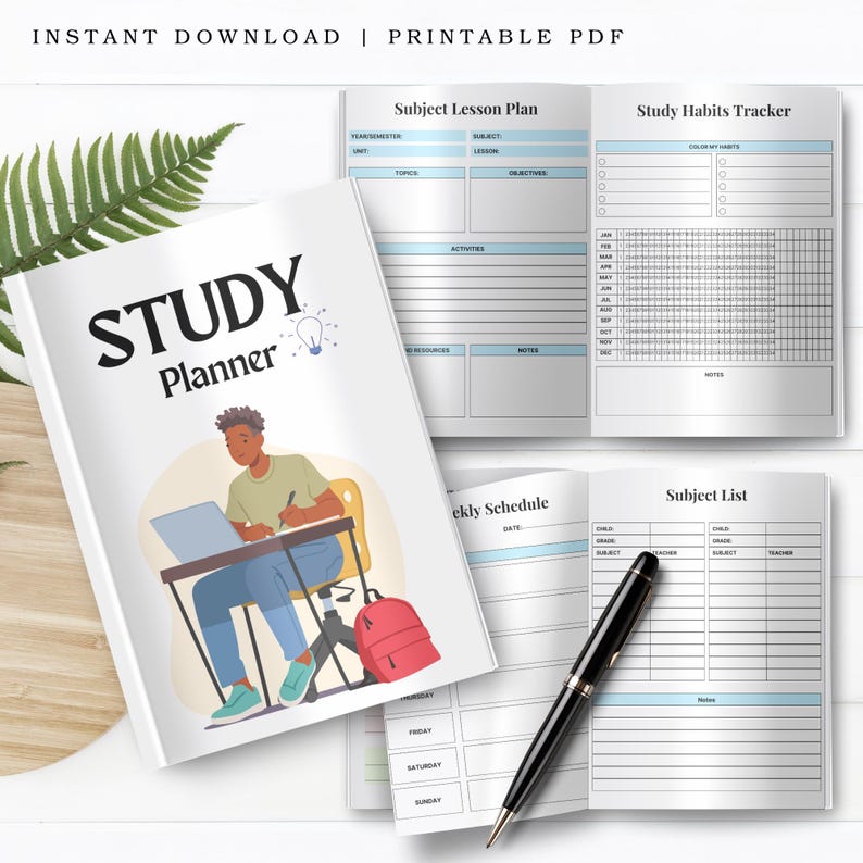 Study Planner Printable PDF | Academic Planner, Student Organizer ...
