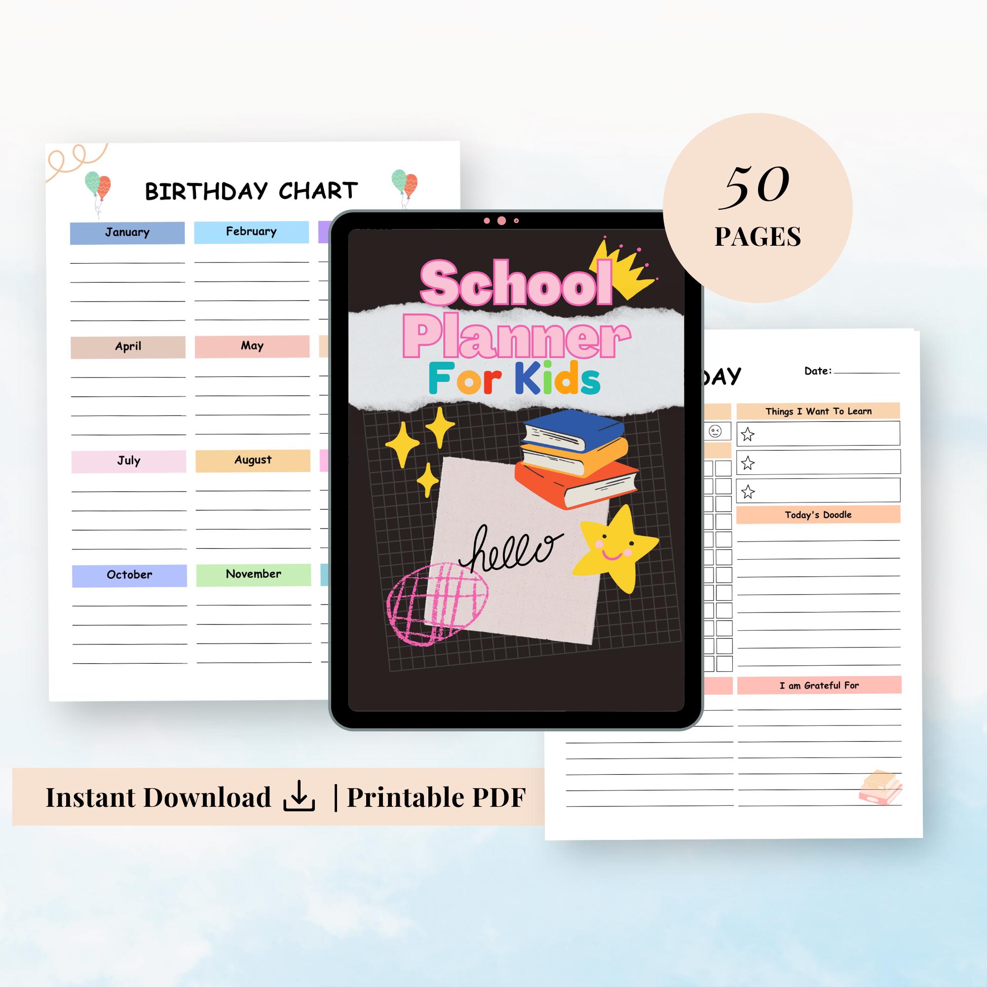 School Planner for Kids Printable | Homework Organizer | Student ...