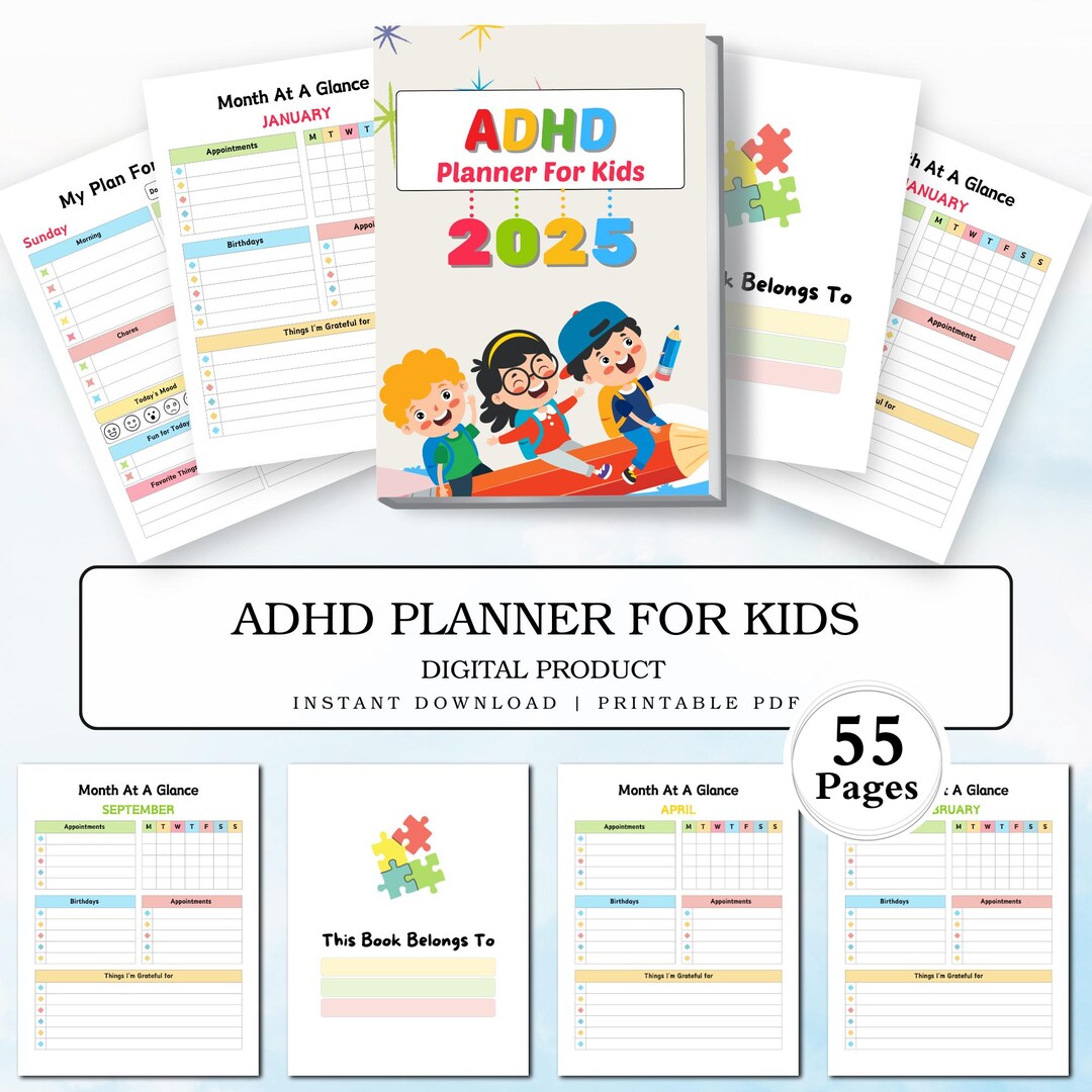 ADHD Planner for Kids: Daily Routine & Focus Tracker (PDF Instant ...